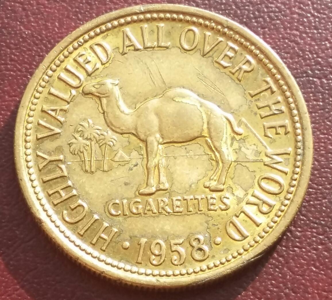 п Жетон. Оценка. (20 Camel cigarettes 1958. Медаль П.Ф. Лесгафт ...